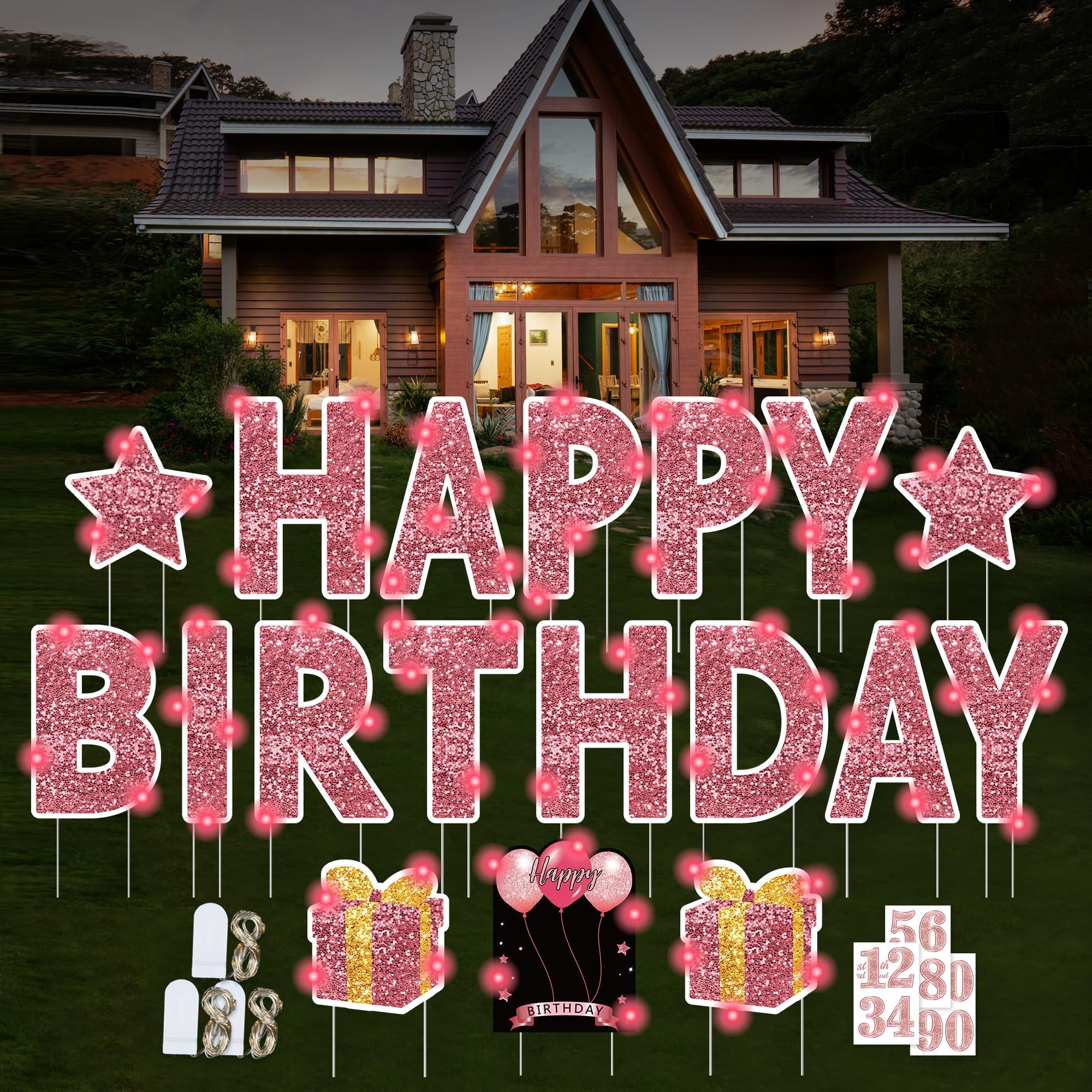 Amazon.com : ComboJoy Happy Birthday Yard Sign with Stakes - 18 Pcs ...