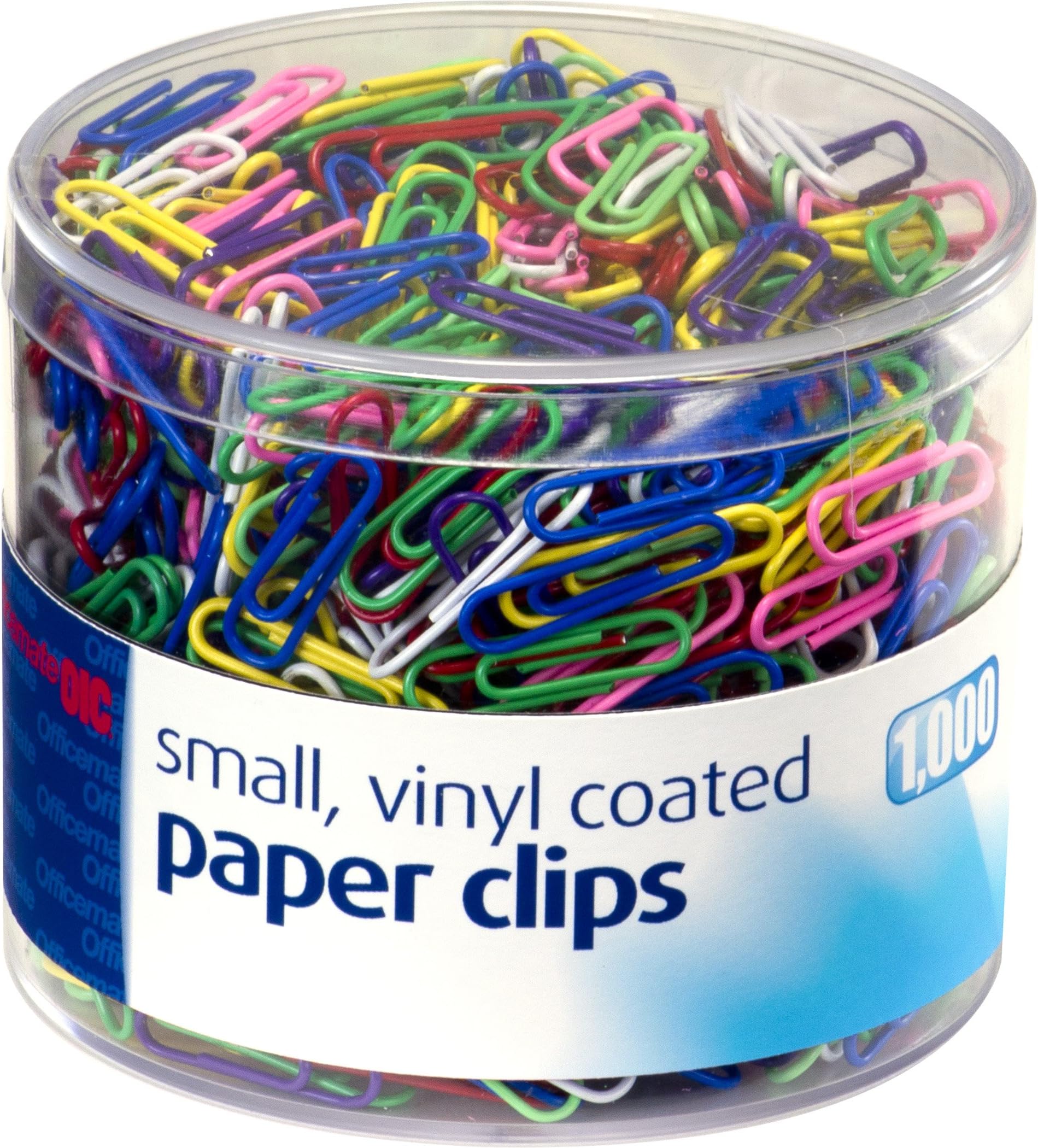 Officemate Vinyl Coated #2 Paper Clips, Assorted Colors, Tub of 1000 ...