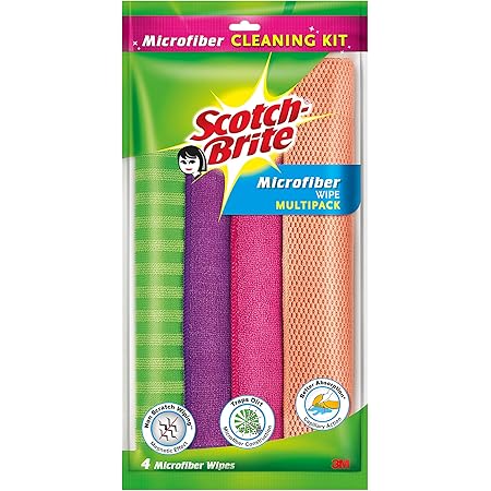 Scotch-Brite Microfiber Cloth (Set of 4, Multicolour) : Amazon.in: Home ...