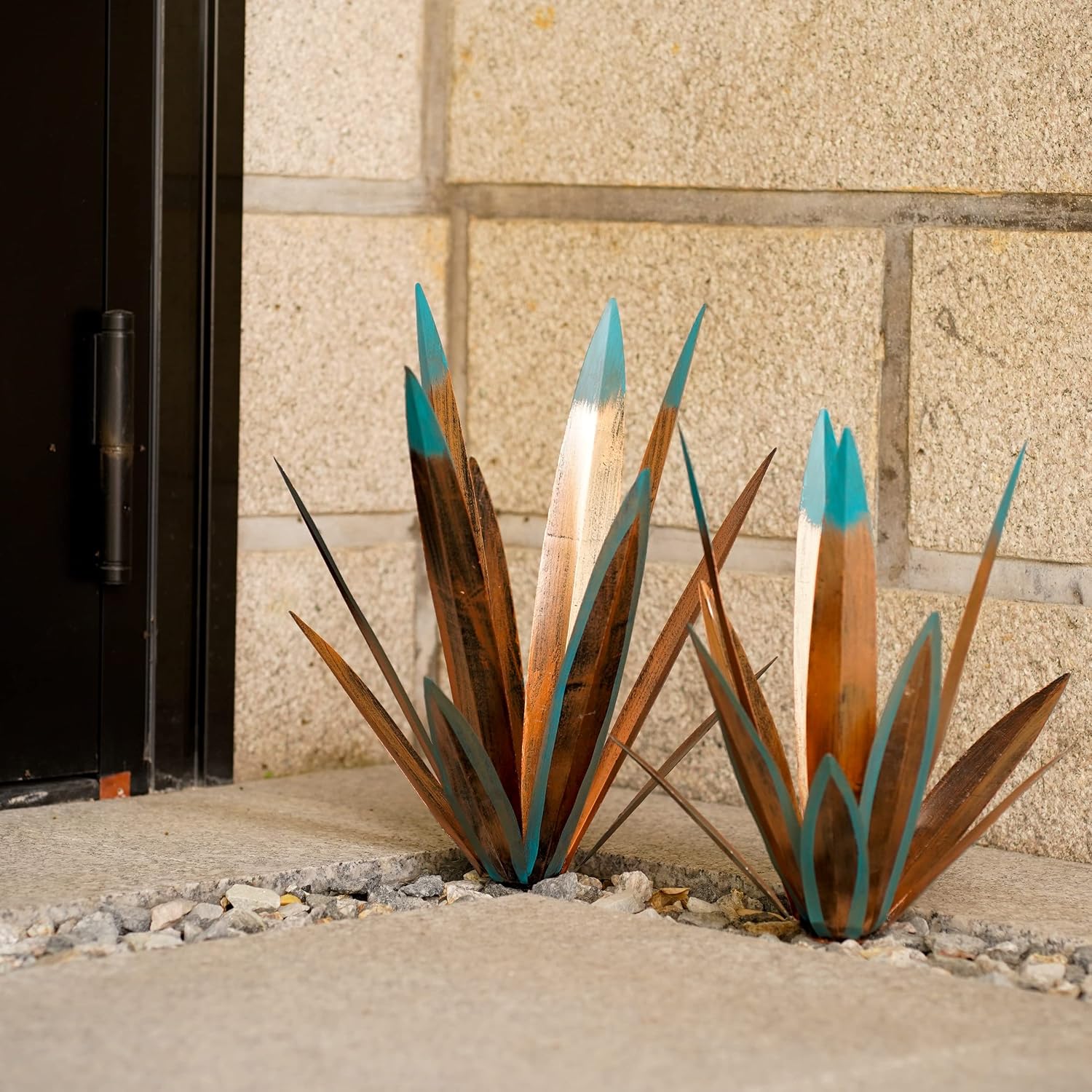 Tequila Rustic Sculpture, 2 Pack DIY Rustic Hand Painted Metal Agave ...