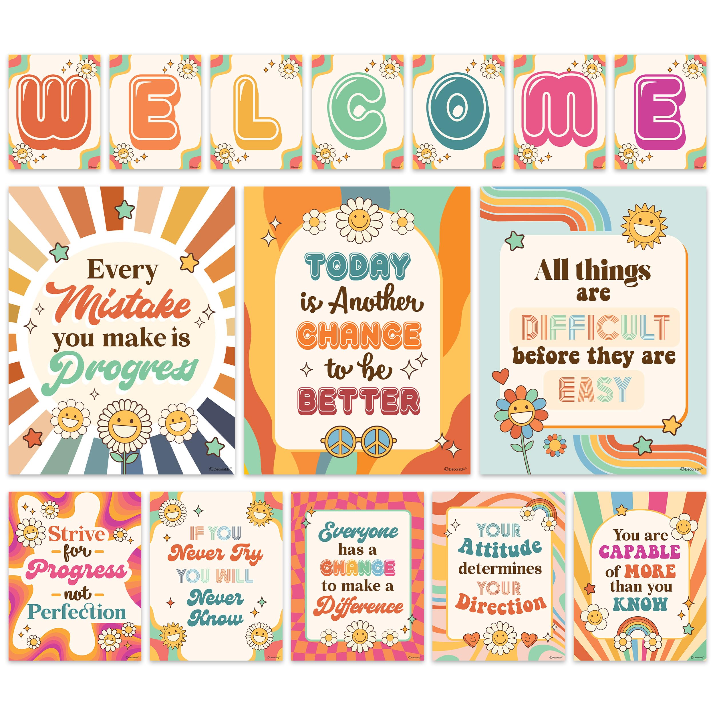 Snapklik.com : Decorably 15 Retro-Themed Welcome Groovy Posters For ...