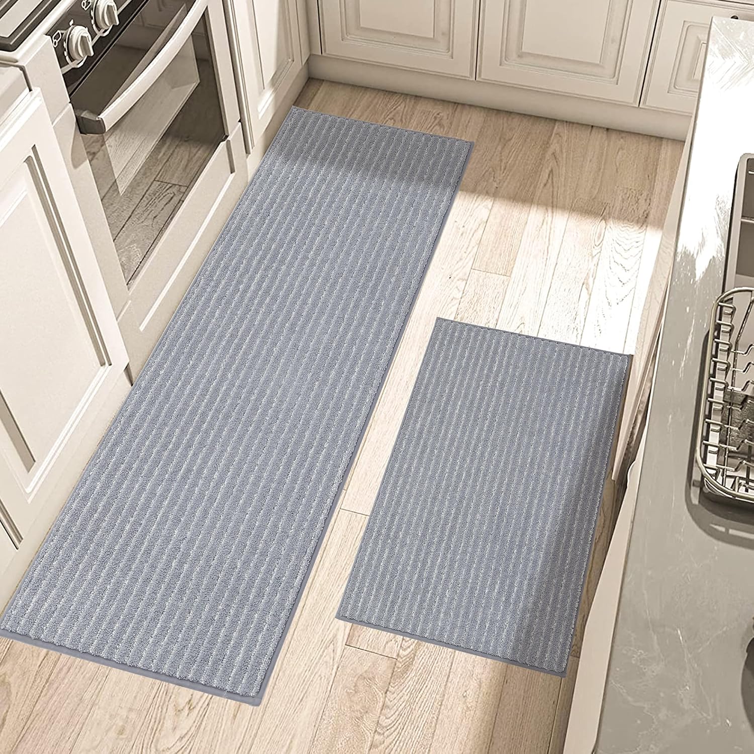 BEQHAUSE Grey Kitchen Rugs and Mats Non Skid Washable Kitchen Floor Mat ...
