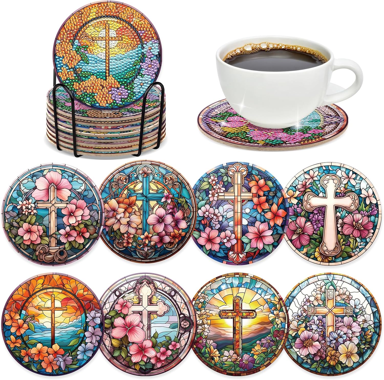 Amazon.com: INCOK Cross Diamond Art Coasters - 8 Pcs DIY Christian ...