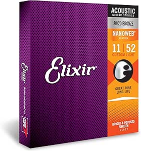 Elixir 11027 Elixir 11027 Nanoweb Coating 80/20 Bronze Acoustic Guitar ...