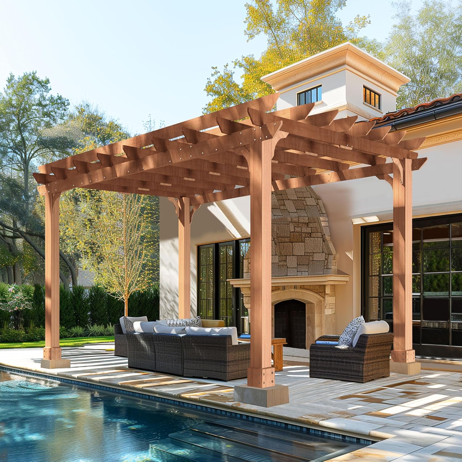 VEIKOU 12’ X 14’ Pergola, Outdoor Pergola with Chile | Ubuy