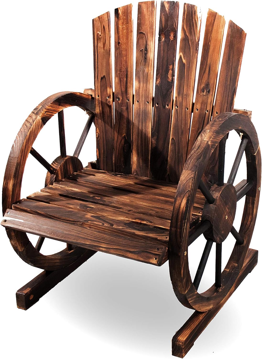 Amazon.com : Wooden Wagon Wheel Chair Rustic Armrest Chair Outdoor ...