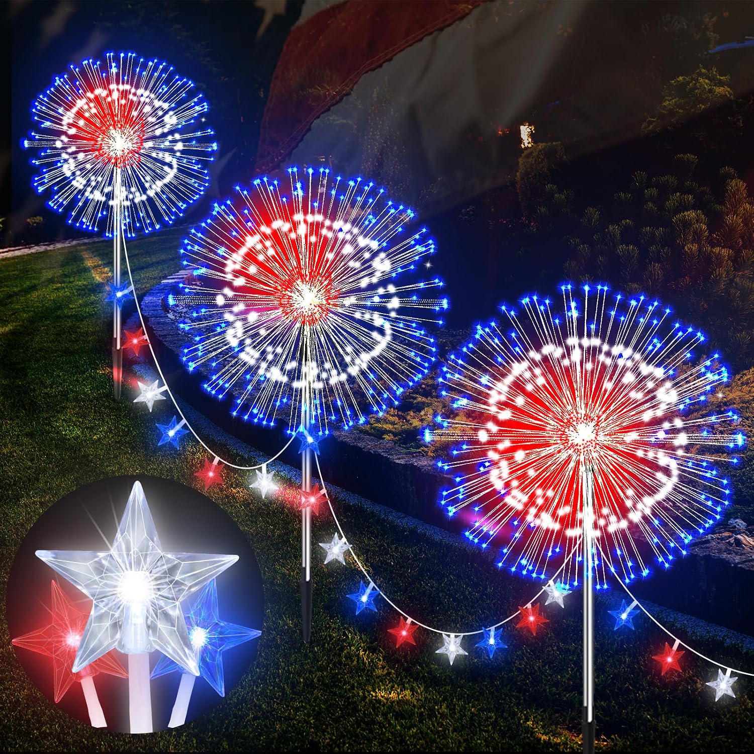 Amazon.com : 4th of July Decorations Firework Lights, Outdoor Stake ...