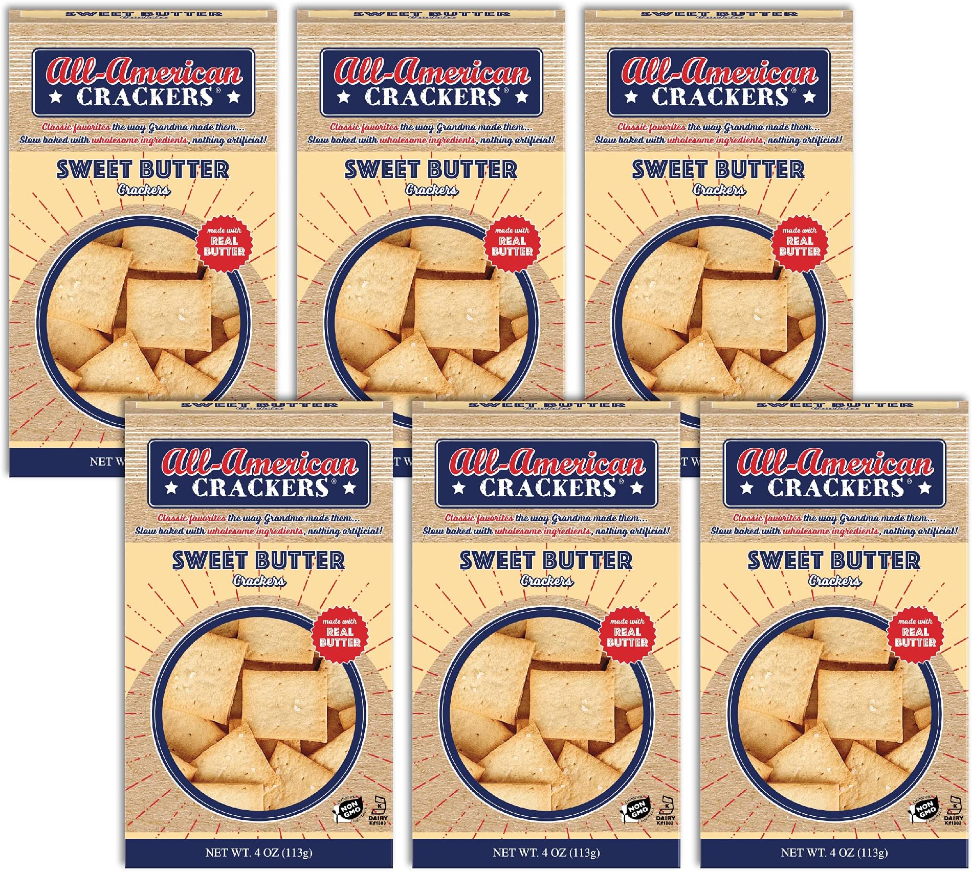 Amazon.com: All-American Snack Crackers, Sweet Butter, 4 Ounce (Pack of ...