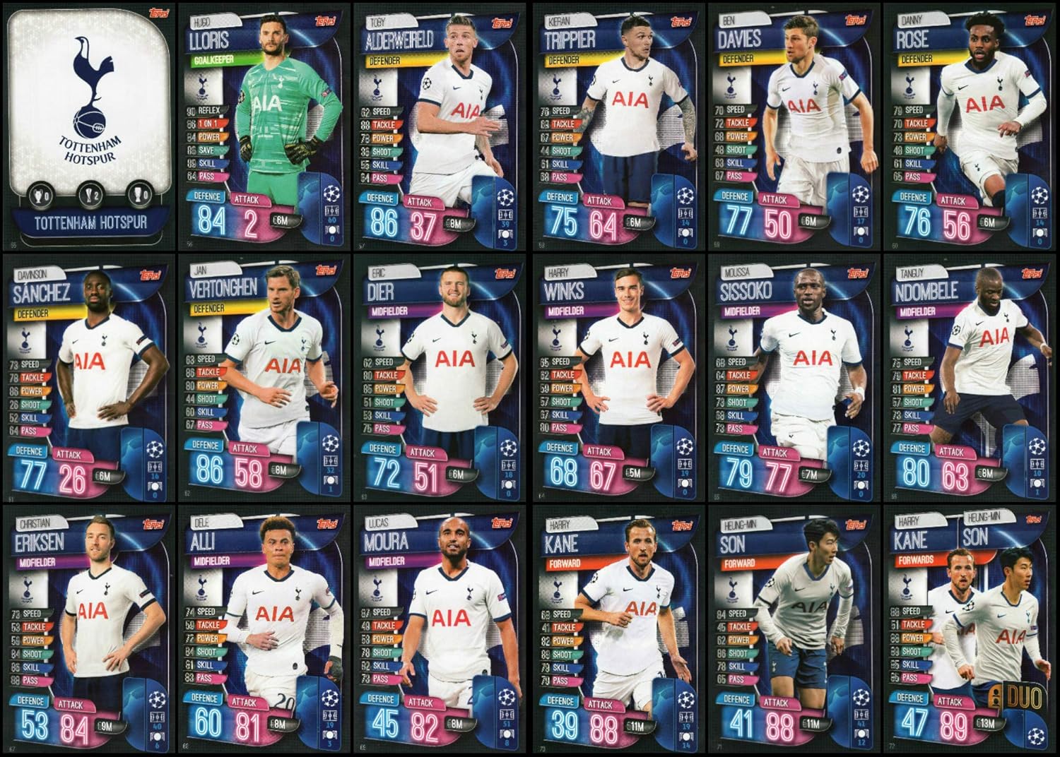 Amazon.com : Match Attax 19/20 Tottenham Hotspur/Spurs Full 18 Card ...