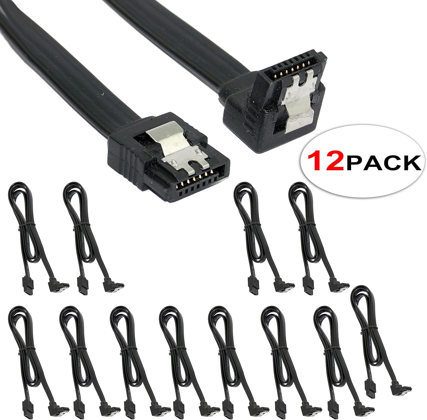 Amazon.com: (12 x Sata 3 Data Cable) SATA III (SATA 3) Cable Black ...