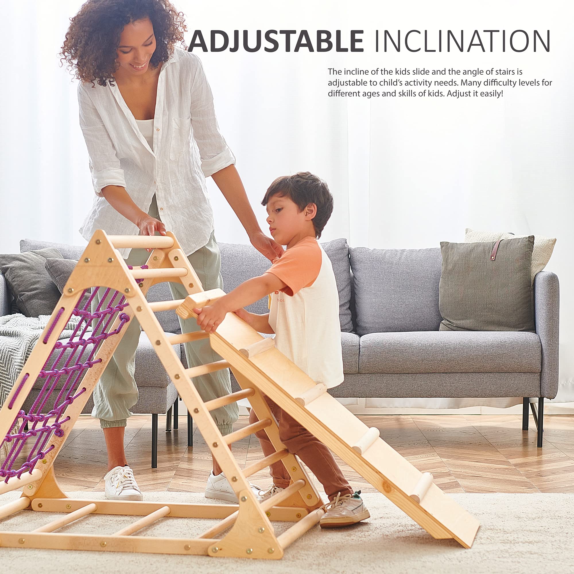 WEDANTA Triangle Climber with Ramp - Premium Wooden Climbing Triangle ...