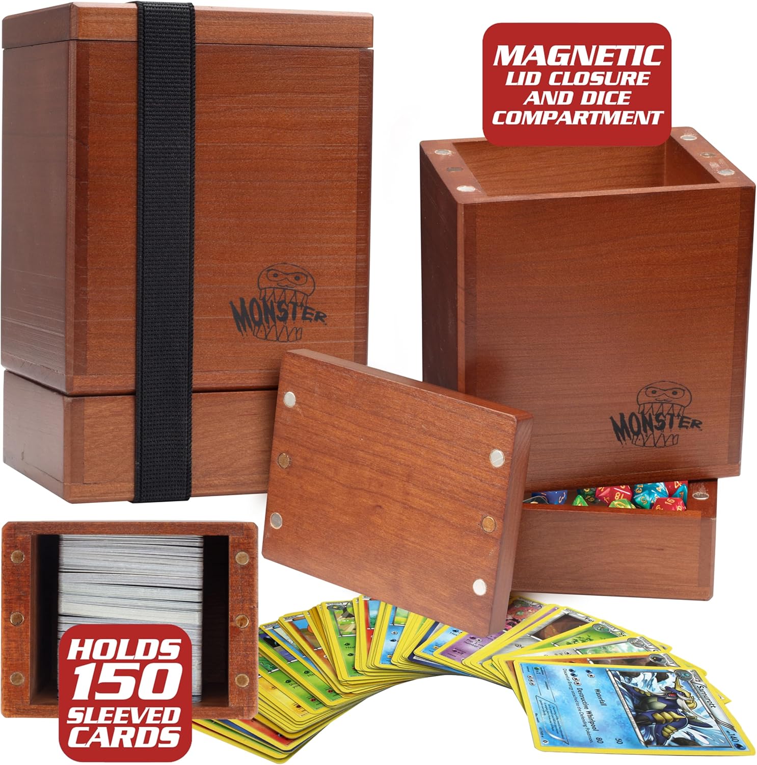 Amazon.com: Monster Wooden Deck Box w Strong Magnetic Lid, Built in ...