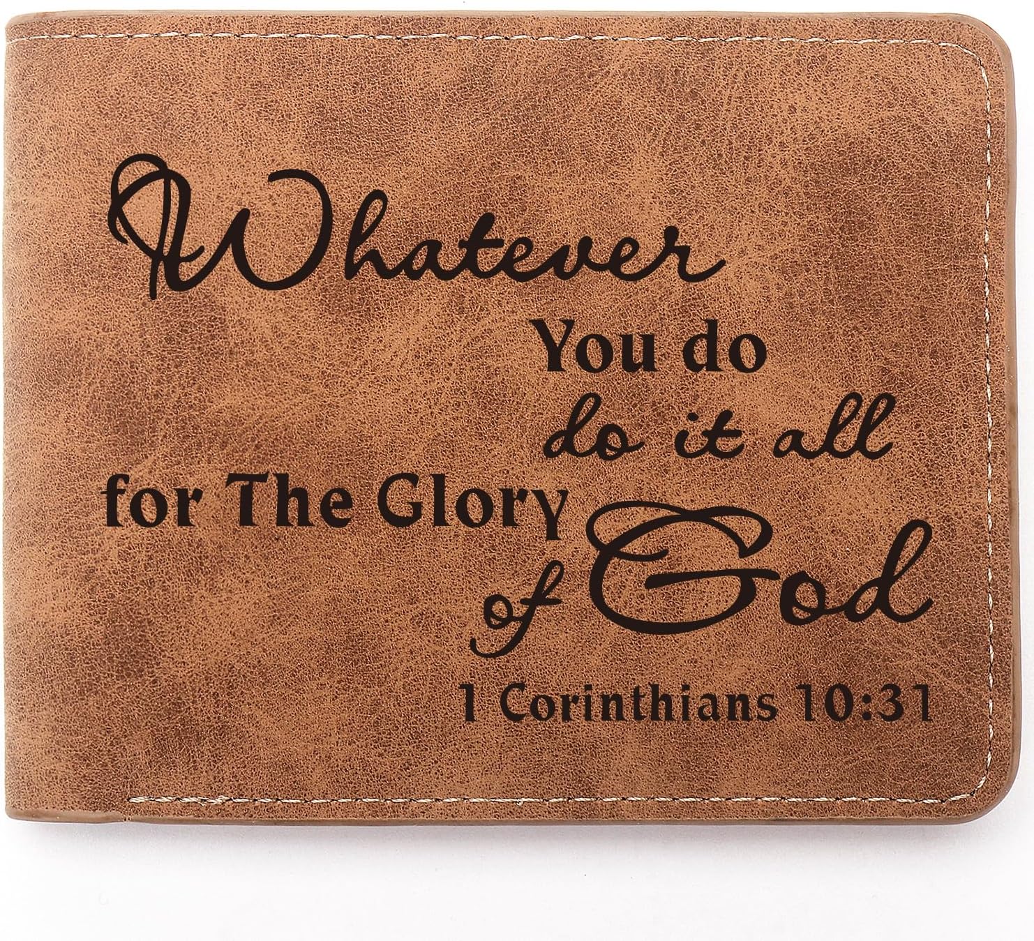 Amazon.com: THTCSQ Christian Gifts Leather Wallet Engraved Personalized ...