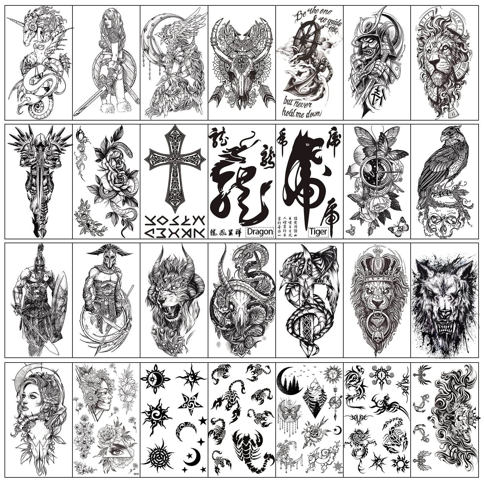 Aresvns Temporary Tattoo For Men Women And Kids 28sheets L7 ...