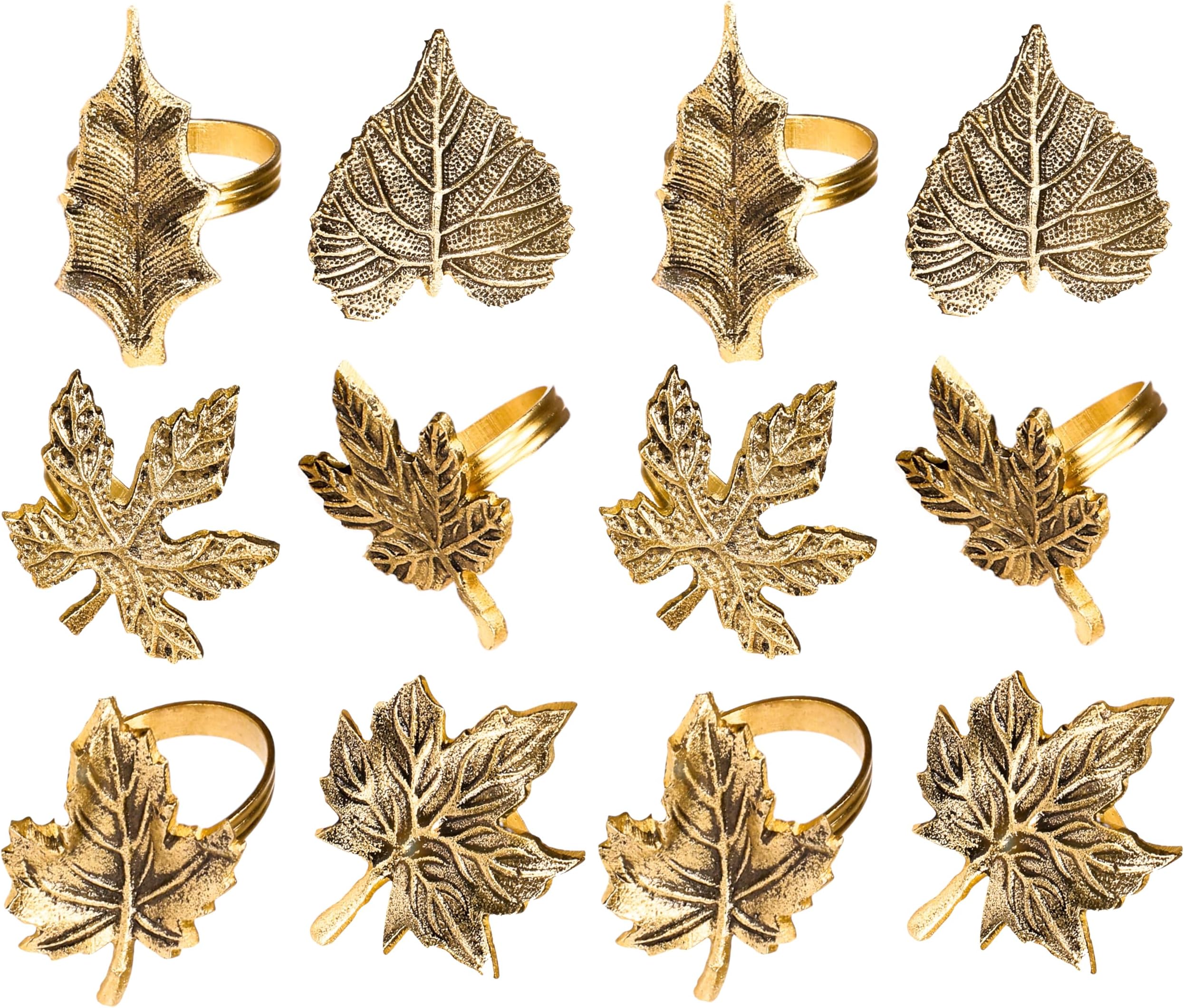 Amazon.com: Beautiful Autumn Colored Fall Maple Leaf Napkin Rings Set ...