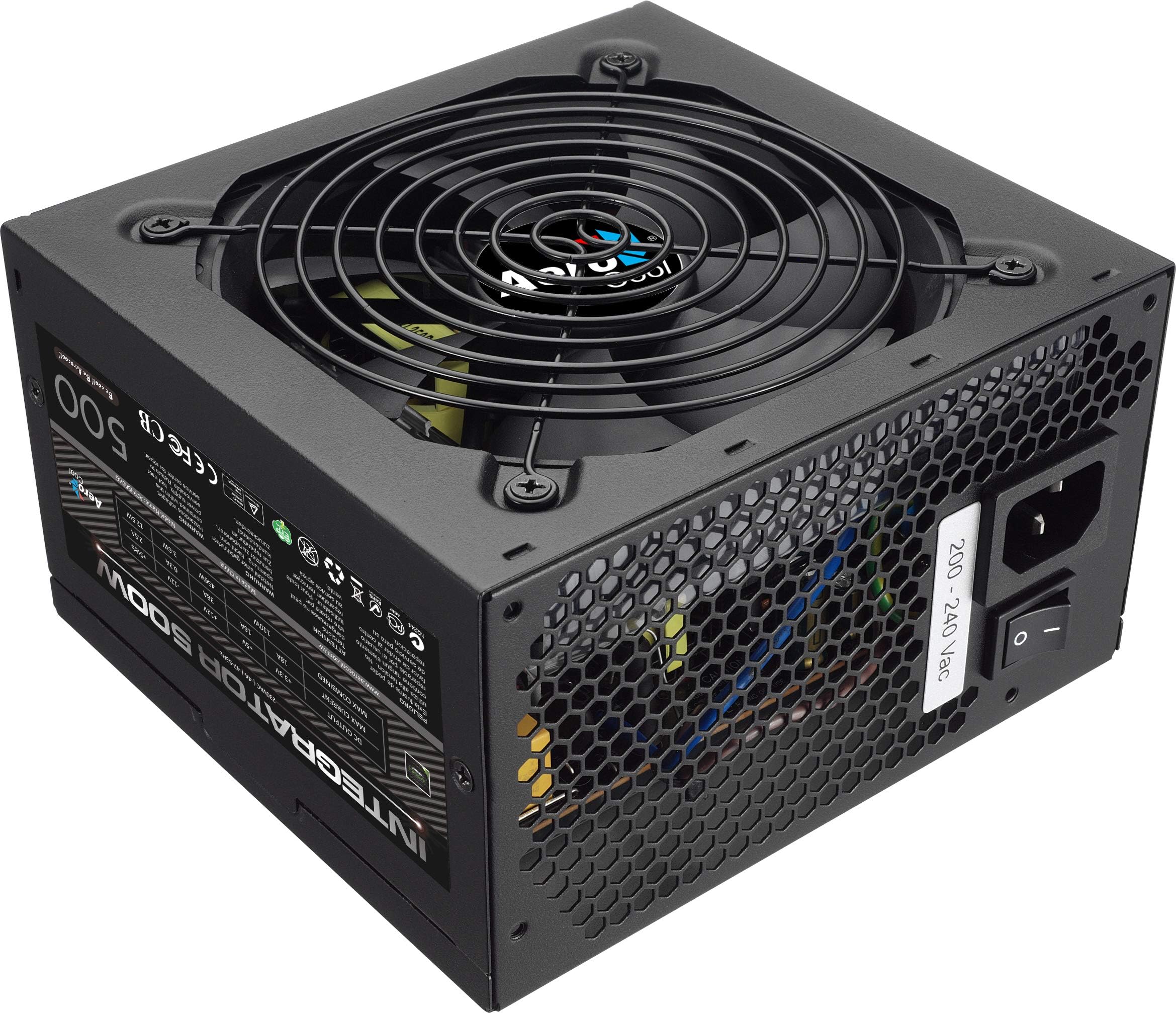 AeroCool Integrator 500 W 80 Plus Bronze Power Supply Unit with UK 3 ...