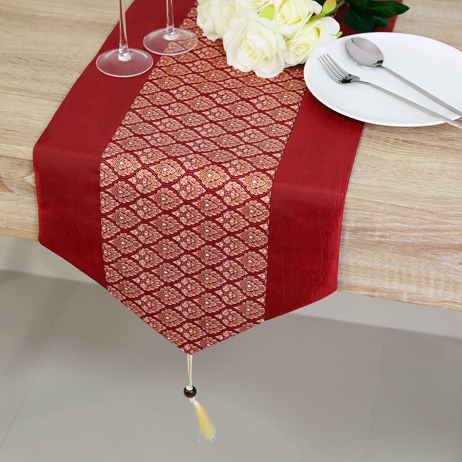 Amazon.com: VKMGoods Decorative Faux Silk Table Runner Bush Unique ...