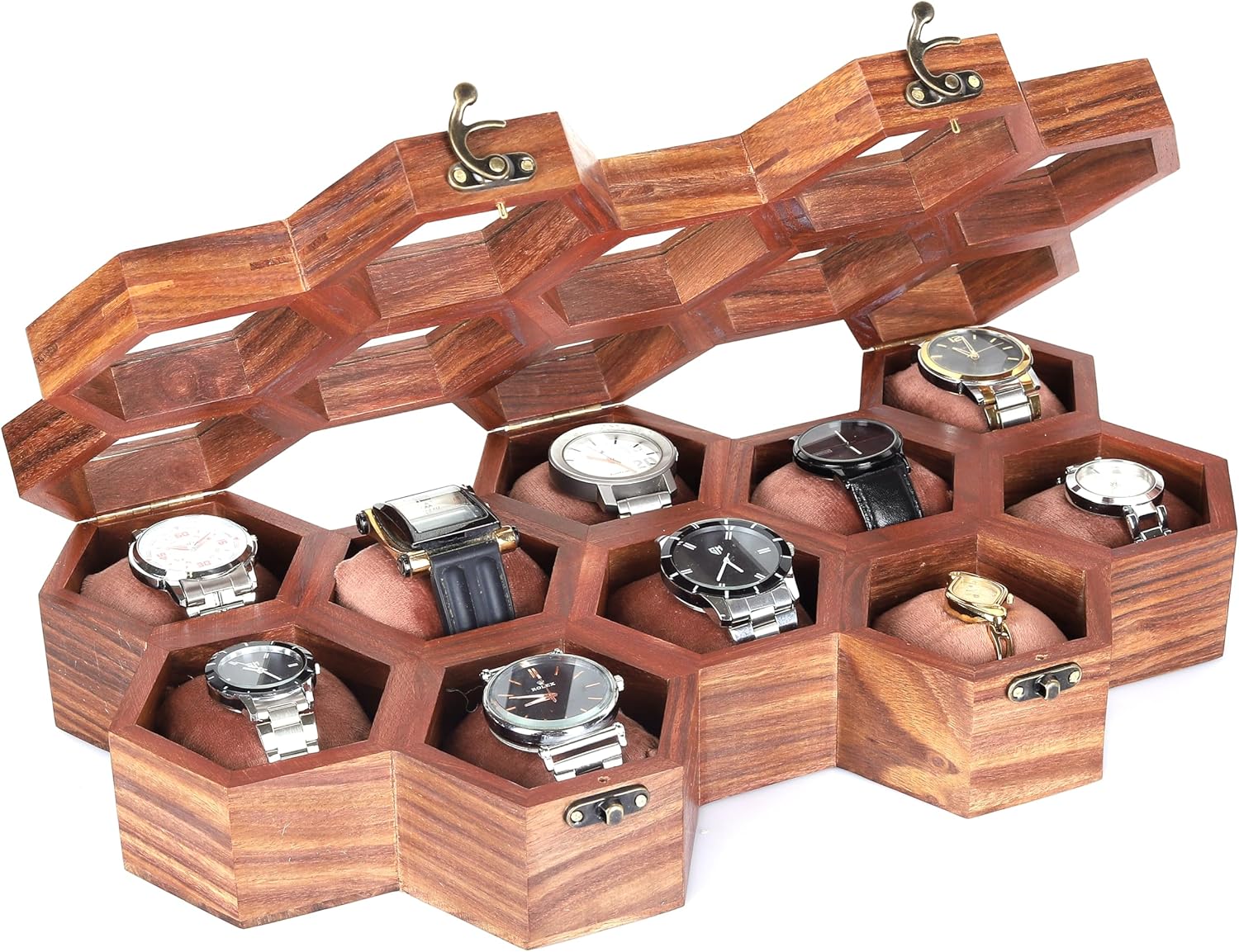 Amazon.com: Extra Large Superior Rosewood Honeycomb Watch Box Display ...