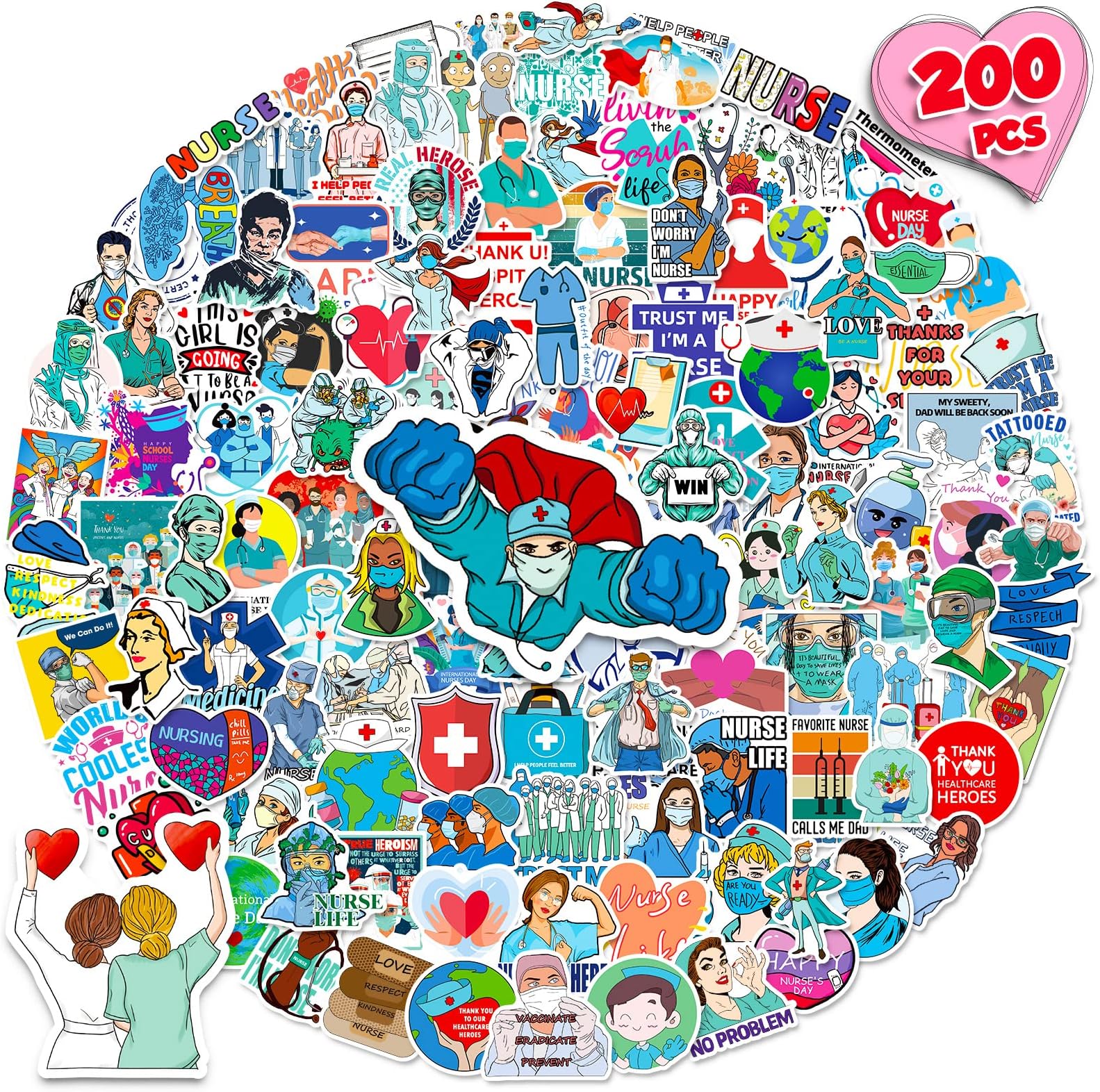 Amazon.com: 200PCS Nursing Stickers, Nurses Day Stickers for Kids ...
