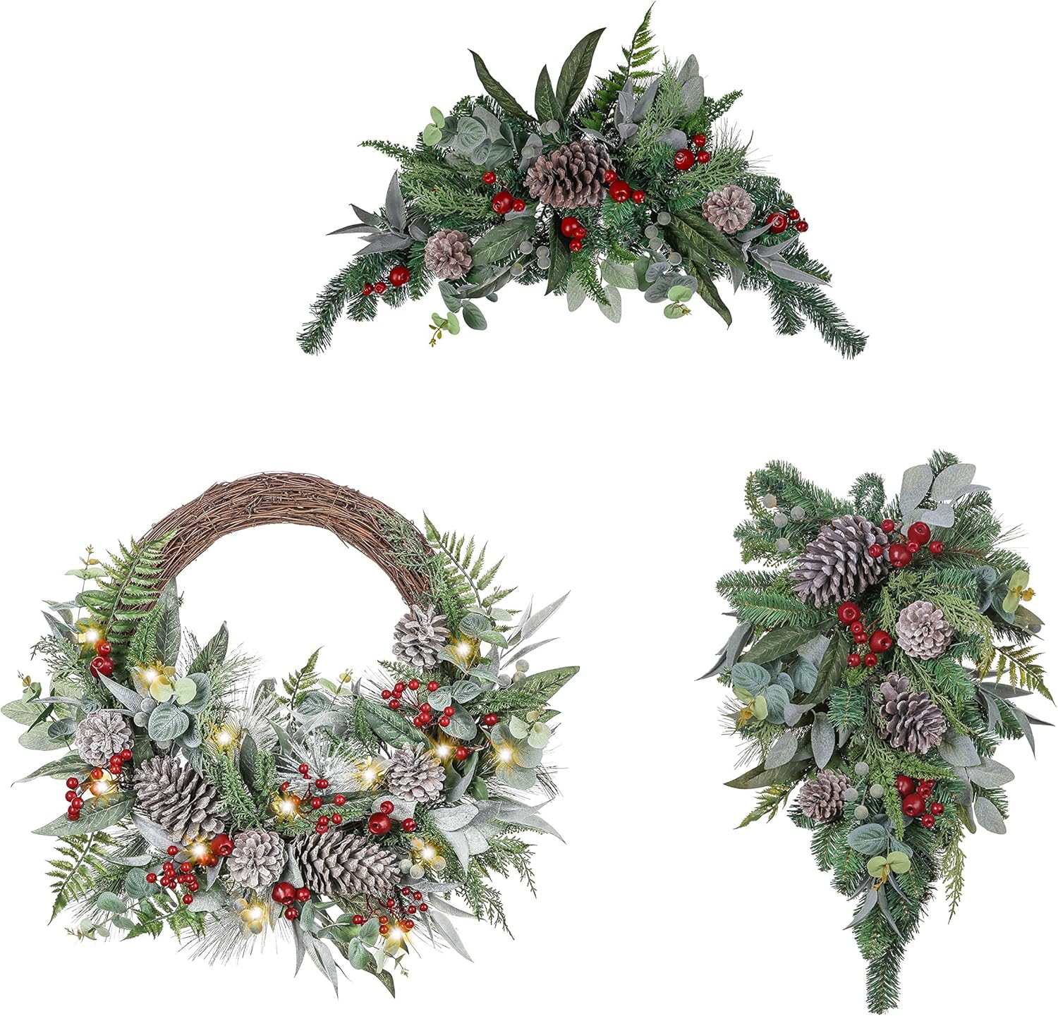 Amazon.com: Valery Madelyn Pre-Lit Natural Fresh Lighted Christmas ...