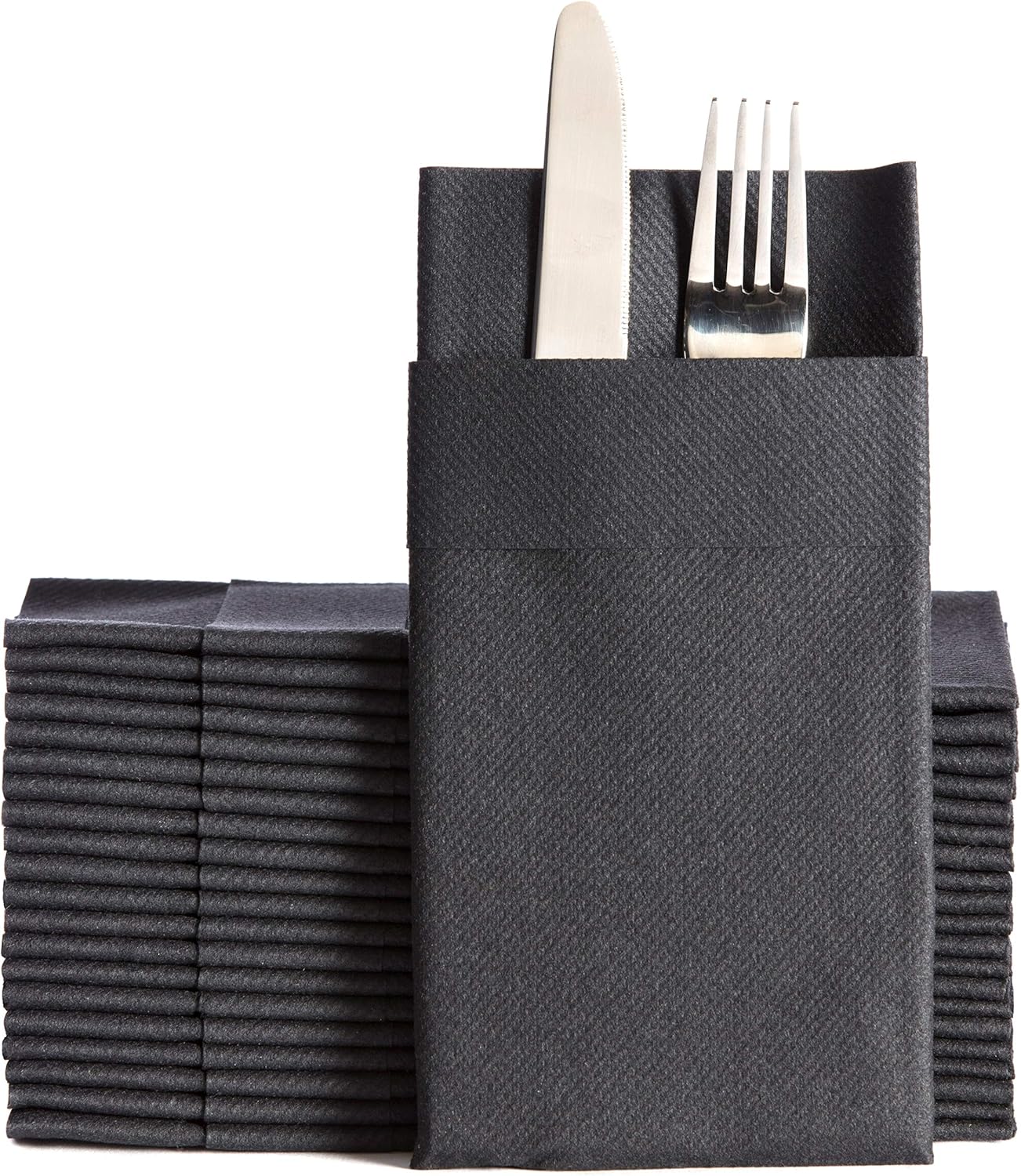 Amazon.com: Black Dinner Napkins Cloth Like with Built-in Flatware ...