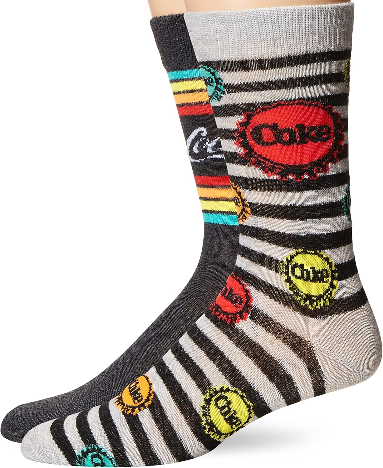 Coca-Cola mens Coca-cola 2 Pack Crew Socks, Grey Stripe, 10-13 : Amazon ...
