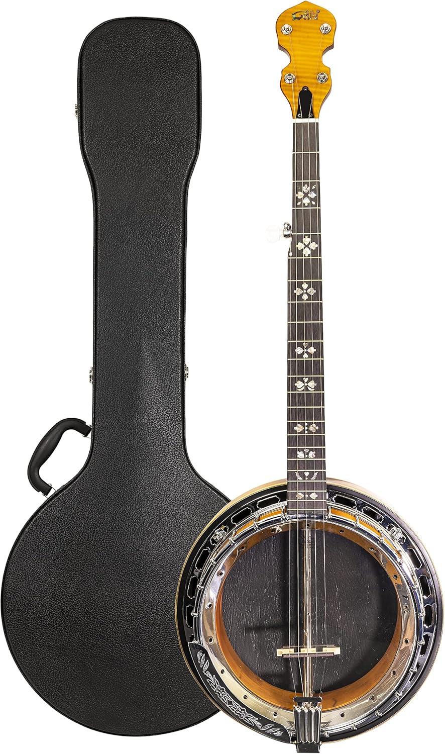 Amazon.com: Gosila 5 String Full Size Banjo Solid Back Remo Head Coated ...