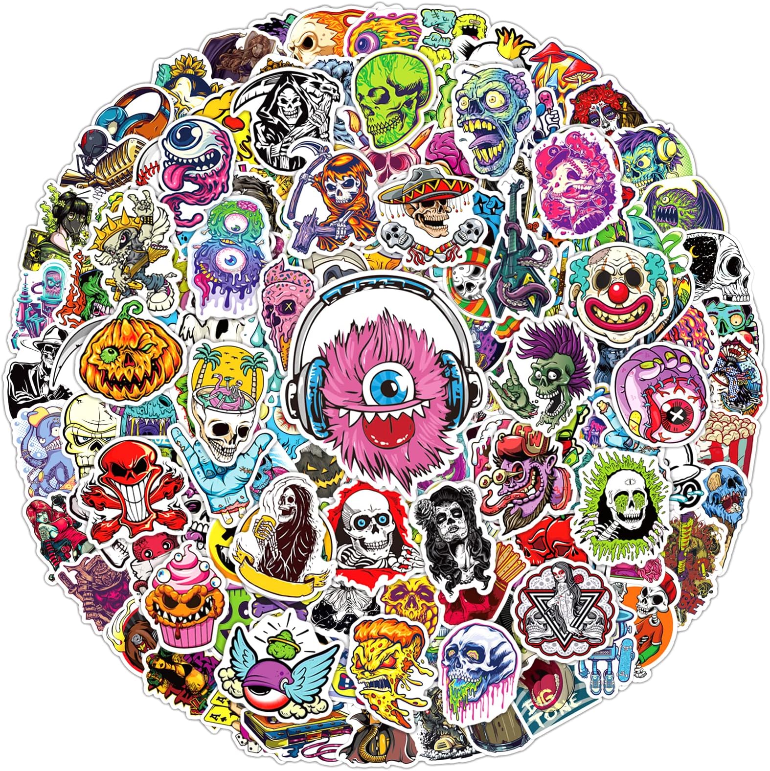 Amazon.com: 100pcs Sugar Skull Stickers Pack Laptop Skull Decals Dia de ...