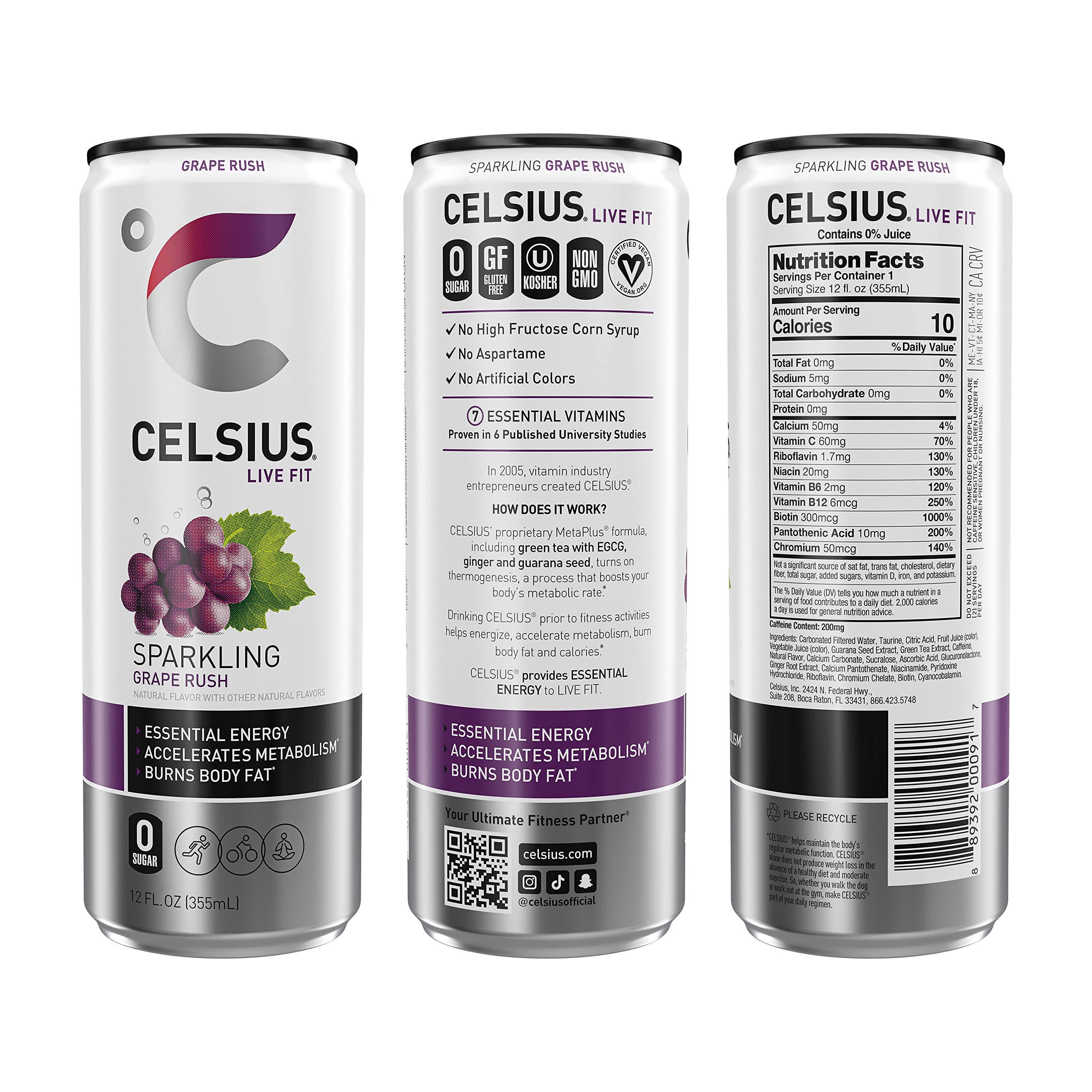 Snapklik.com : CELSIUS Sparkling Grape Rush, Functional Essential ...