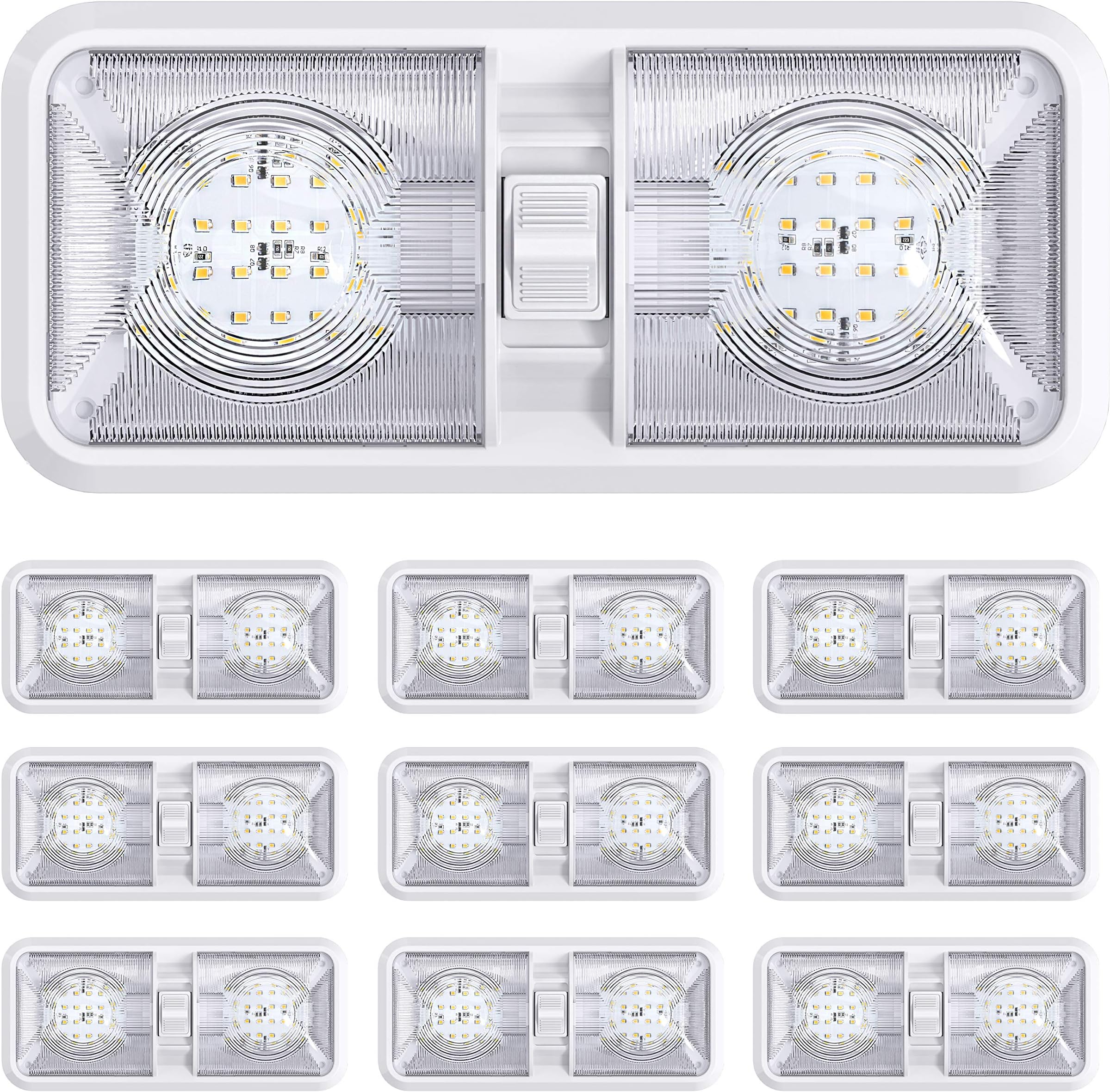 Amazon.com: Leisure LED RV LED Ceiling Double Dome Light Fixture with ...
