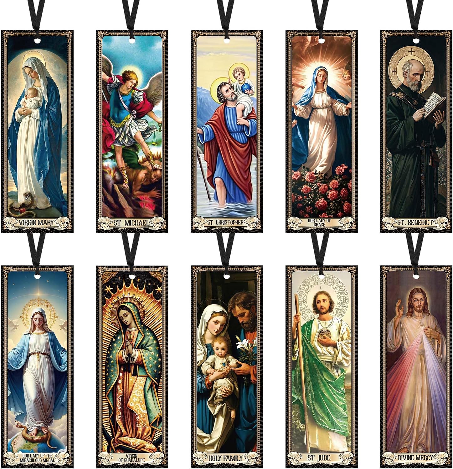 Catholic Religious Bookmarks: 20 Pcs Christian Book Mark Set, 10 ...