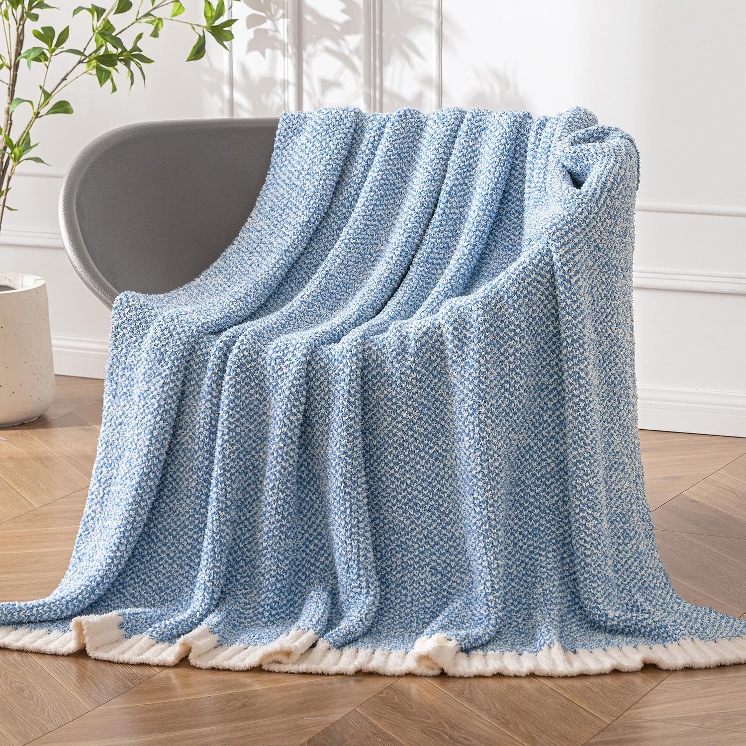 Amazon.com: MIULEE Super Soft Throw Blanket for Couch, Blue Cozy Fluffy ...