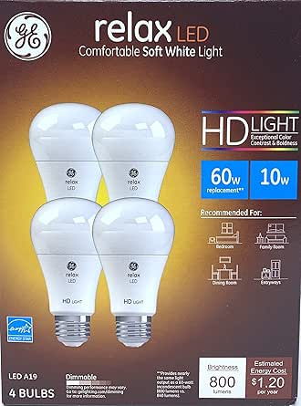 HD LED Light Bulbs, Soft White, 10.5-Watts, 800 Lumens, 4-Pk. - Amazon.com