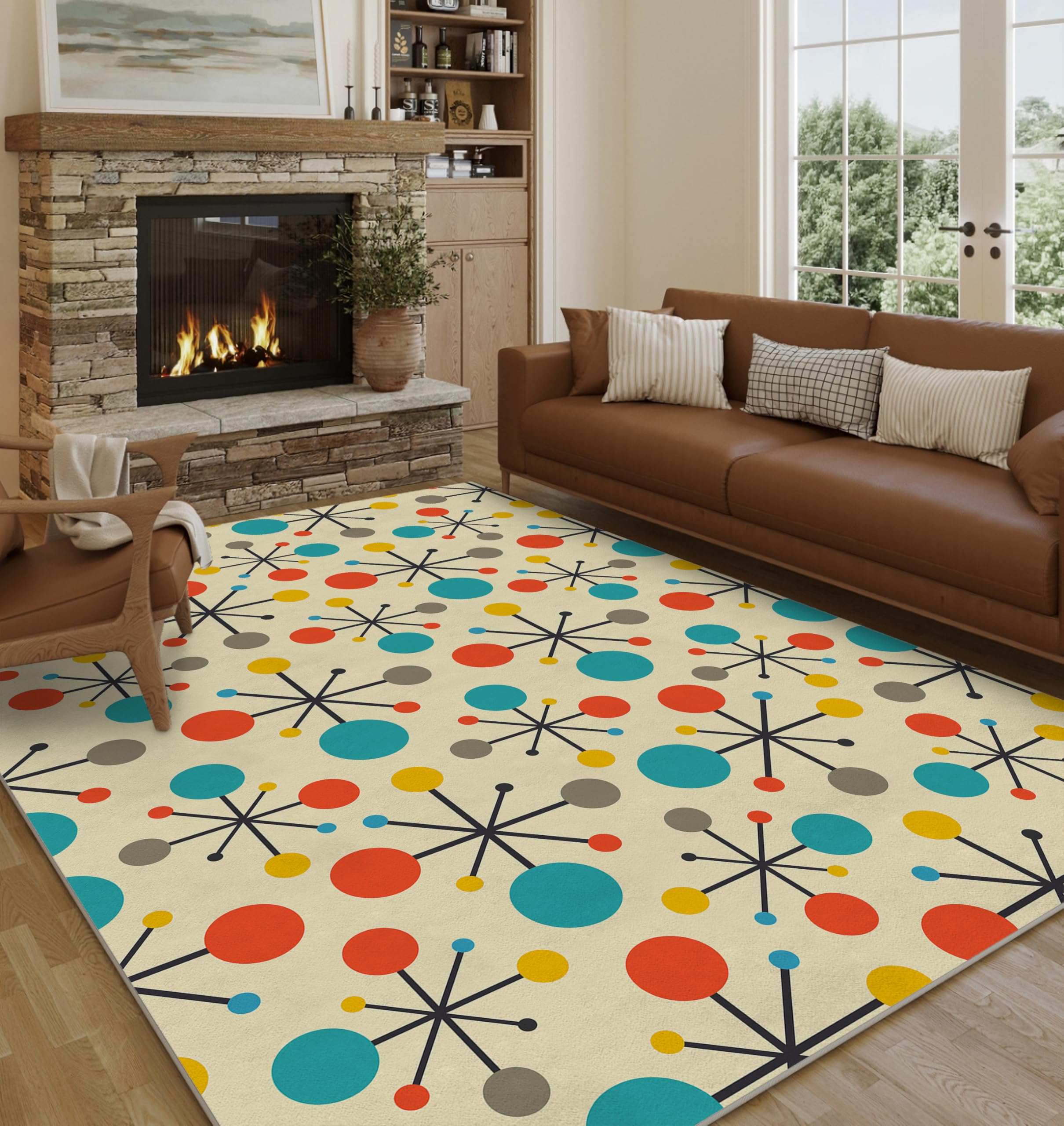 Amazon.com: Retro Area Rug for Living Room Bedroom Dining Room 5x7, Mid ...