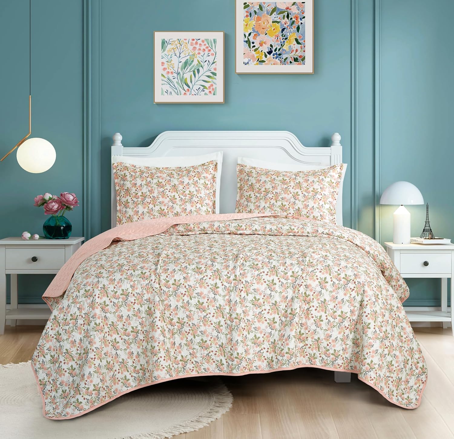 Amazon.com: Chezmoi Collection Winika 2-Piece Floral Quilt Set Twin ...