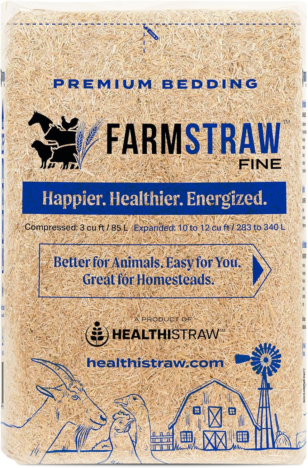 Amazon.com : HealthiStraw FarmStraw Fine Cut, 3 cu ft - All-Natural ...