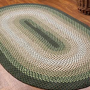 Amazon.com: Super Area Rugs Oval 4' X 6' Green - Ivory Oval Braided Rug ...