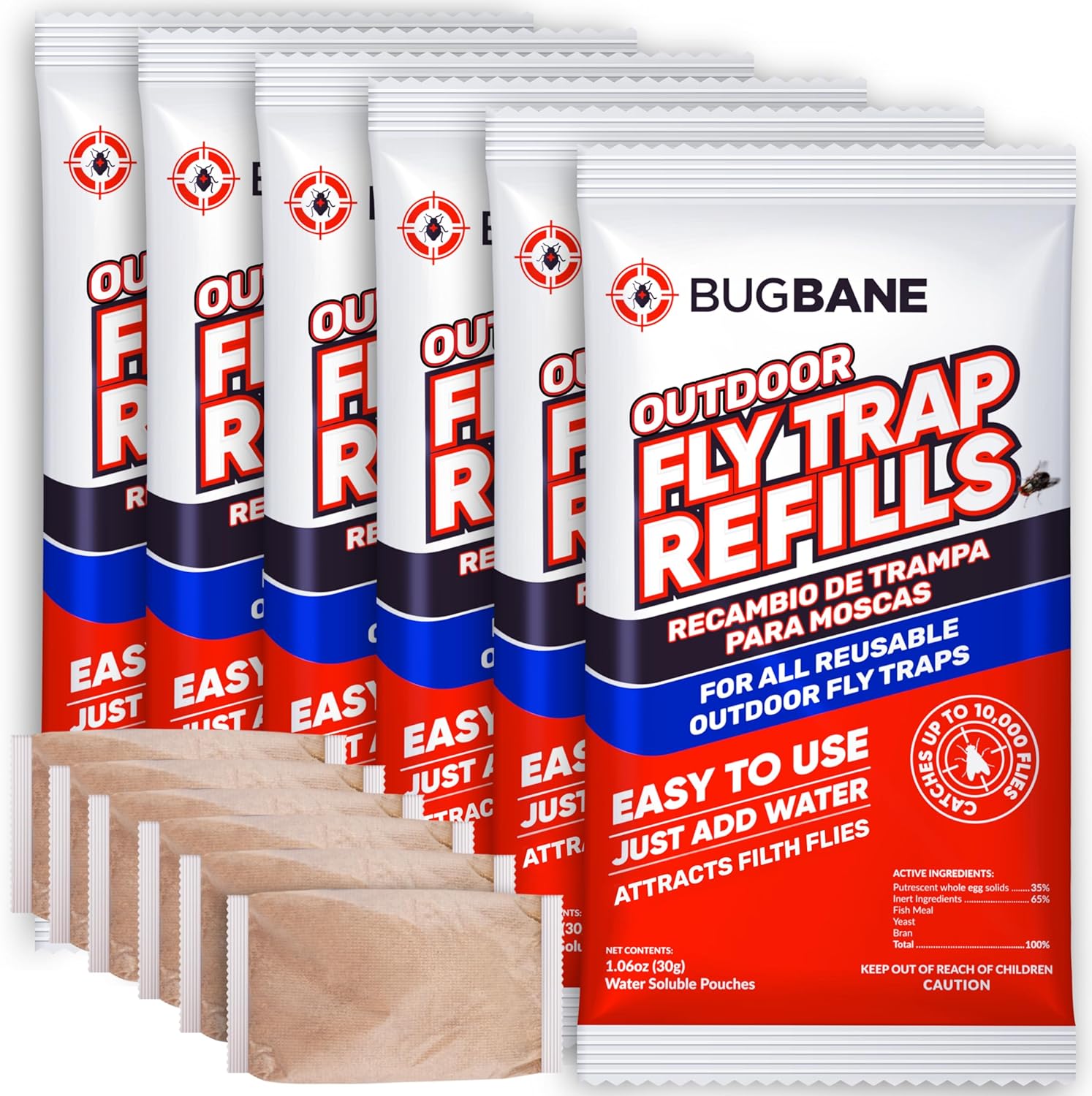 Amazon.com : Fly Bait Fly Trap Refill Packets 6x1oz. Non Toxic ...