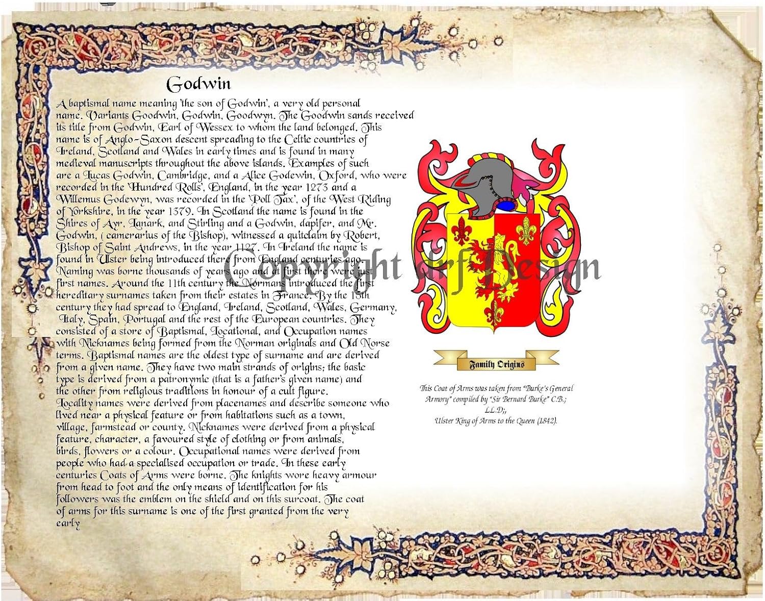 Amazon.com: Godwin Coat of Arms/ Family Crest on Fine Paper and Family ...