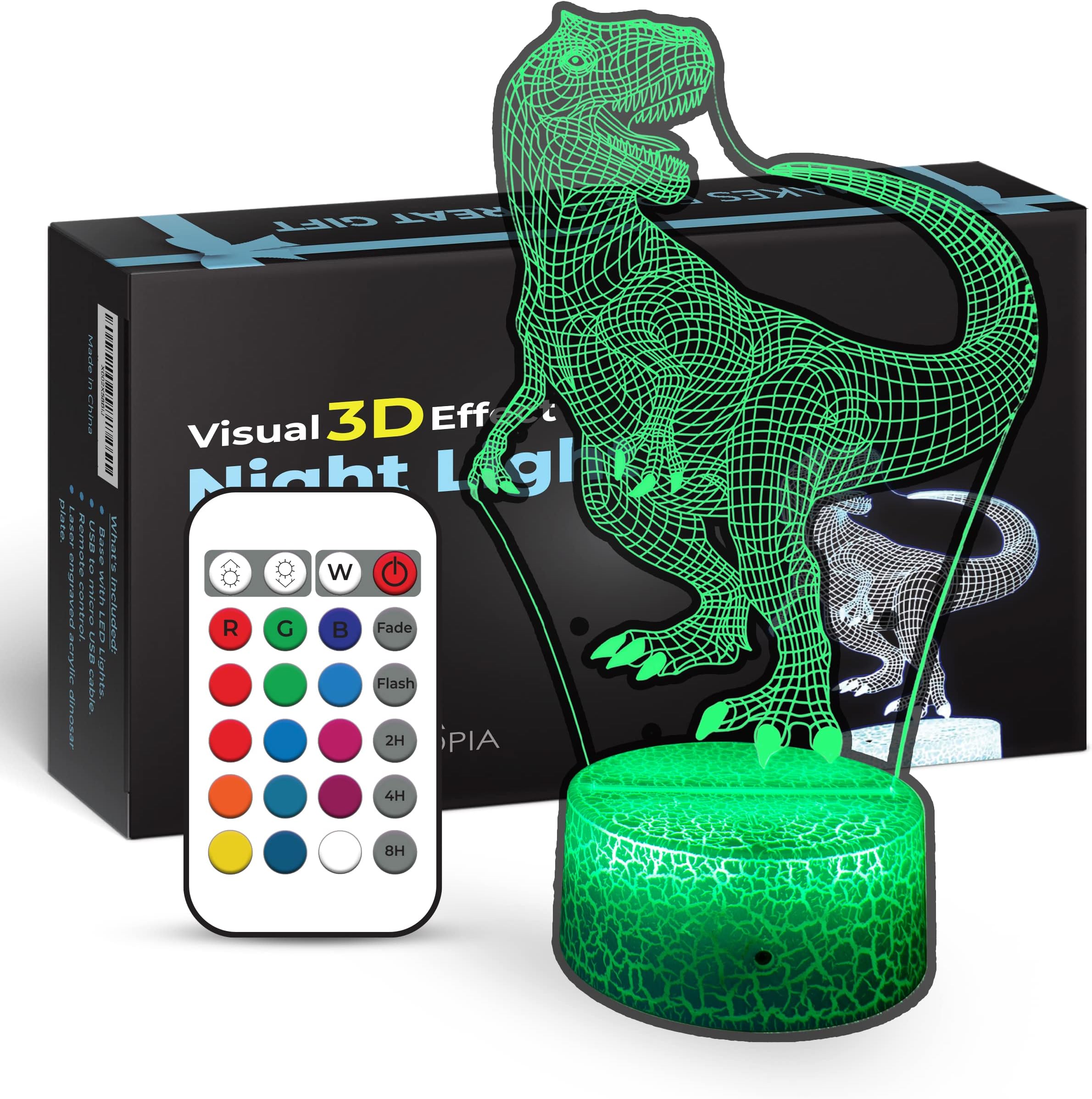 Aolalow 3D Illusion Dinosaur Night Light - LED Table Lamp with Touch ...