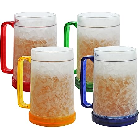 Amazon.com | Easicozi Double Wall Gel Frosty Freezer Ice Mugs Clear ...