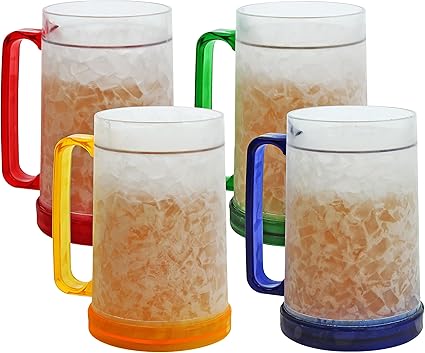 Amazon.com: Double Wall Gel Frosty Freezer Mugs 16oz, Set of Four ...