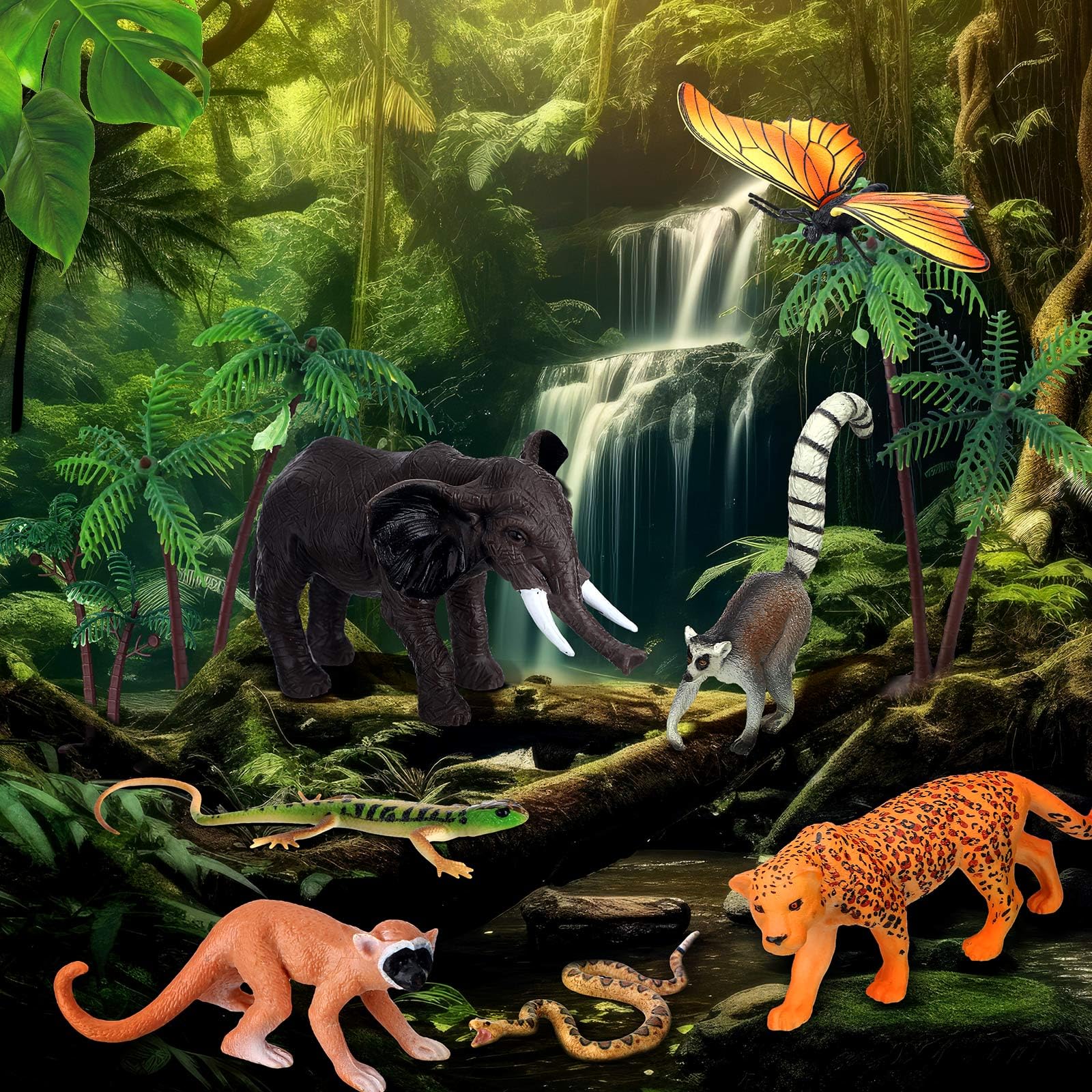 Snapklik.com : 25 Pcs Rainforest Animals Figures Toys Set, Rainforest ...