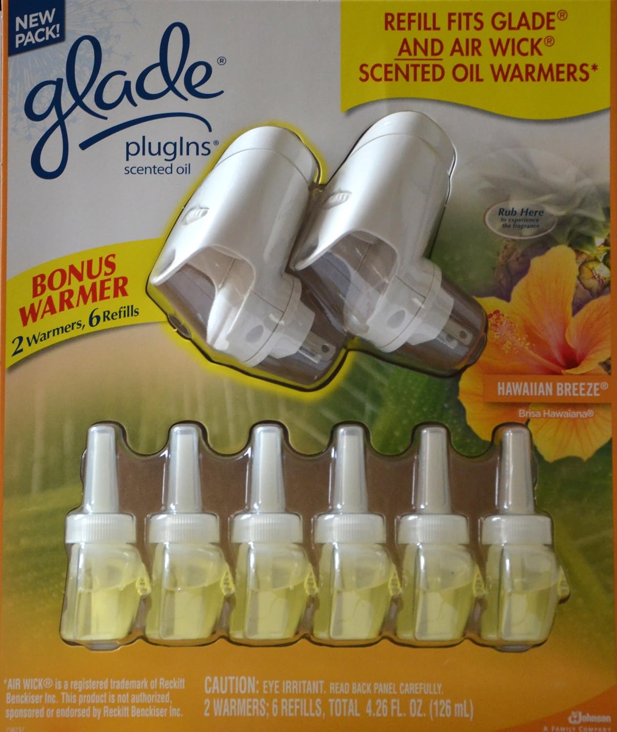 Glade PlugIns Scented Oil ~ "Hawaiian Breeze" 2-Scented Oil Warmers & 6 ...