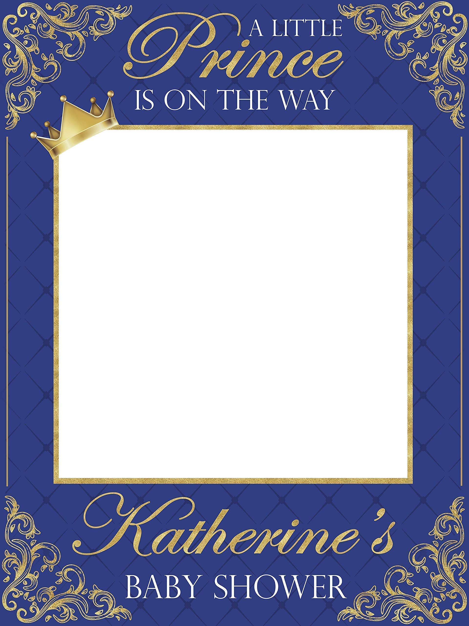 Buy Royal Baby Shower Photobooth Frame, Gold Crown, Gold and Blue, Baby ...