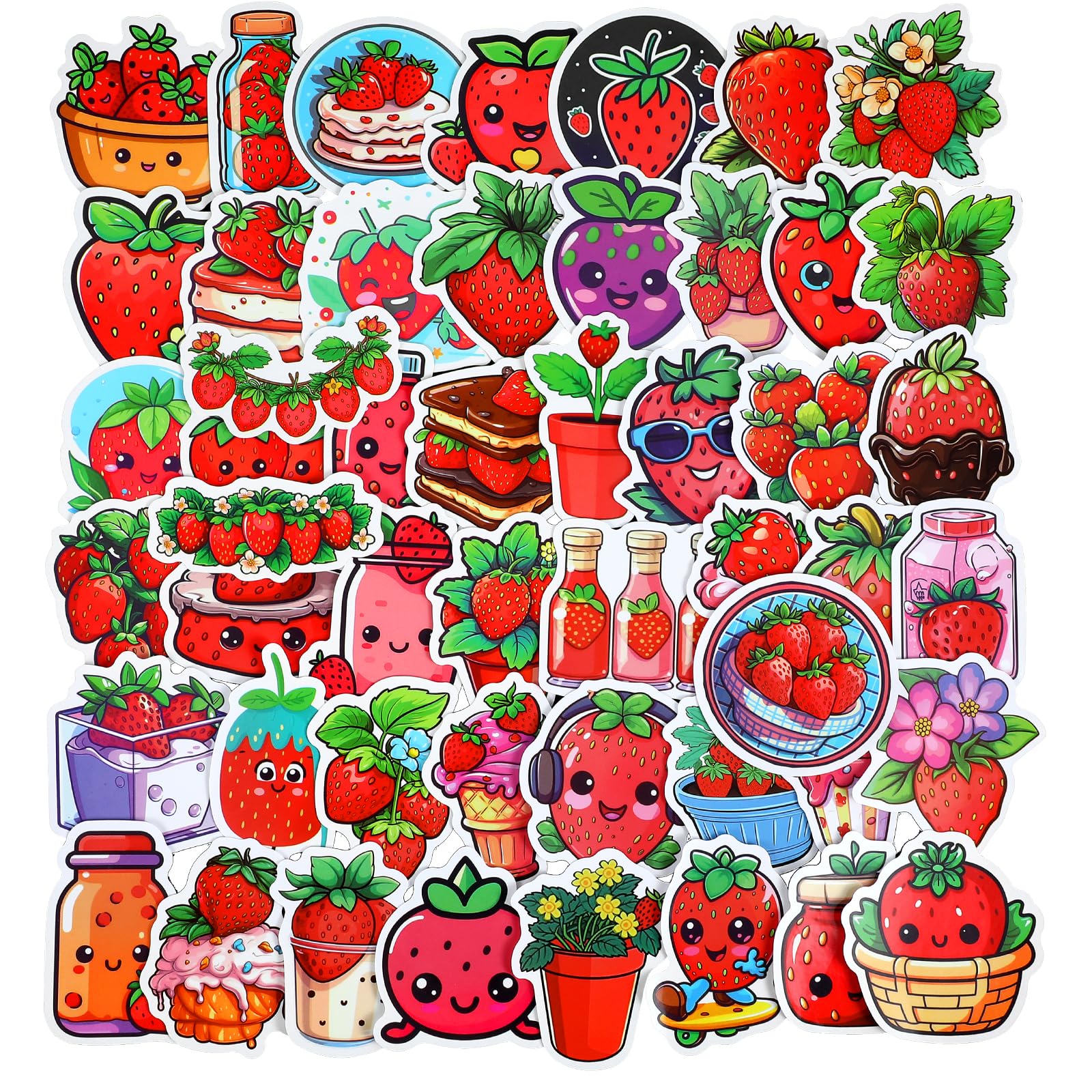 Amazon.com: 100PCS Cute Strawberry Stickers, Strawberry Stickers for ...
