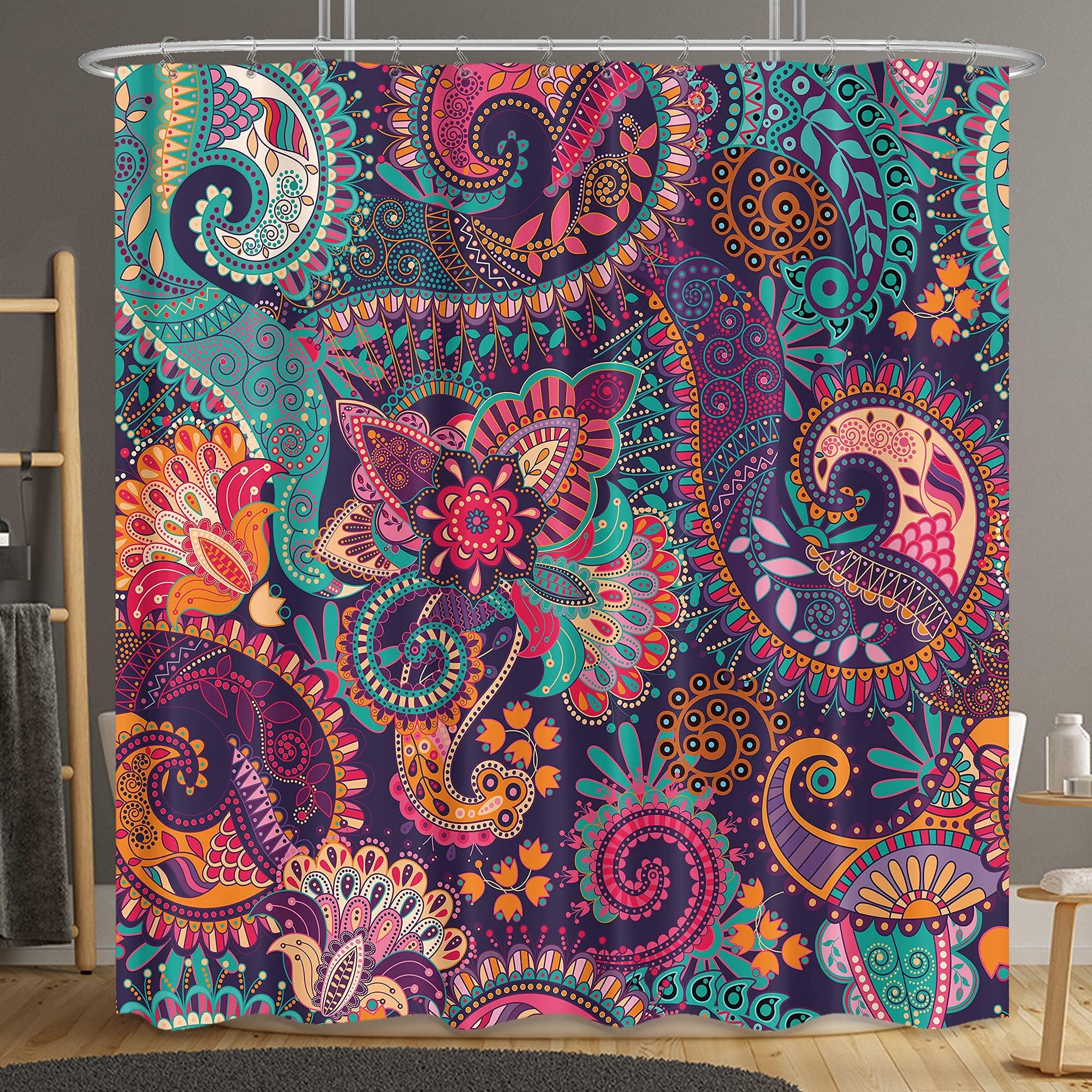 Amazon.com: Neasow Boho Floral Shower Curtains for Bathroom, Bright ...