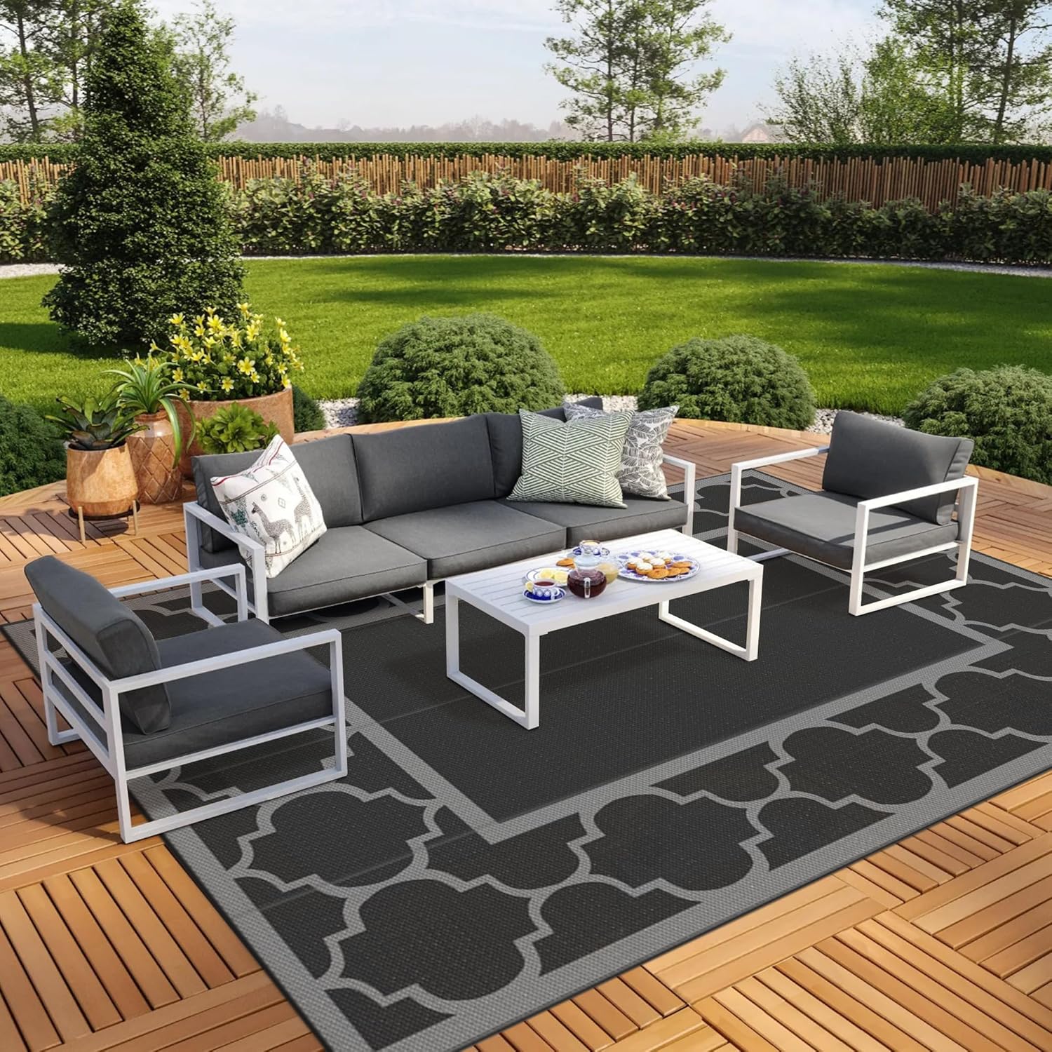 Amazon.com: GENIMO 10 ' x 14 ' Outdoor Rug Waterproof for Patio Decor, Foldable Reversible ...