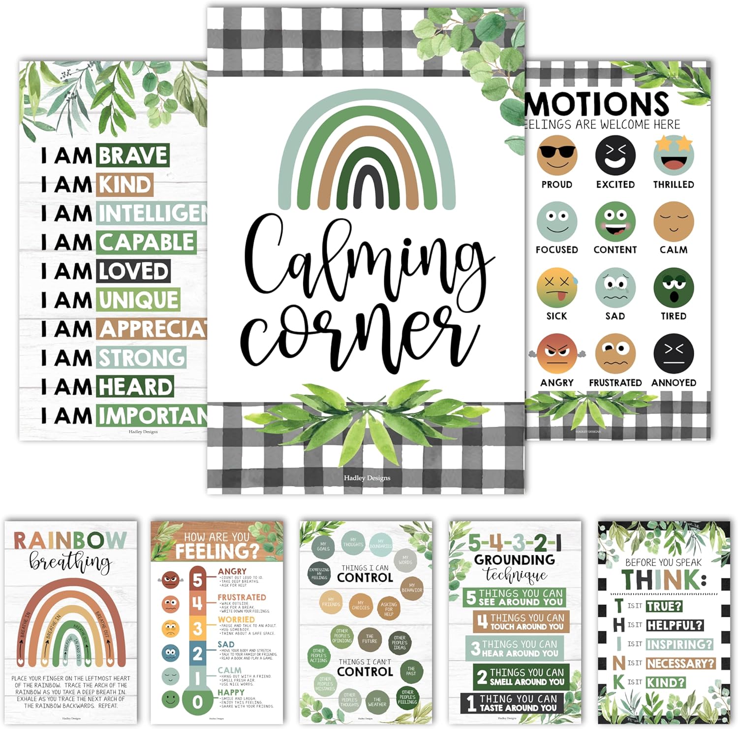 Amazon.com: Hadley Designs Calming Corner Posters for Classroom Decor ...