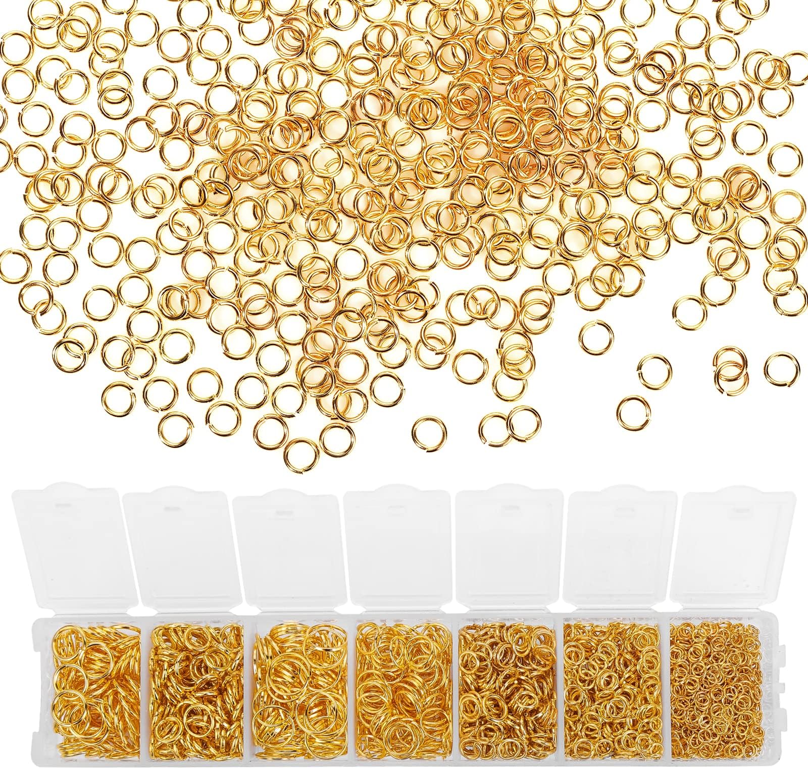 690Pcs Gold Double Jump Rings, 6 Sizes Small Split Rings Set, Open Loop ...
